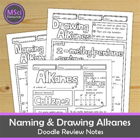 Naming Drawing Alkanes Doodle Worksheets Chemistry By Msci Resources