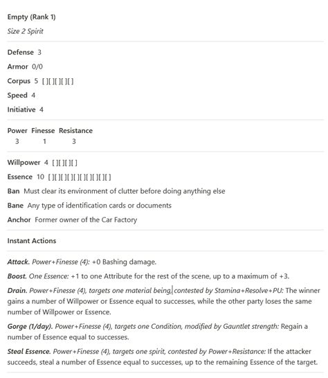 Dandd 5e Style Stat Block For Chronicles Of Darkness R Chroniclesofdarkness