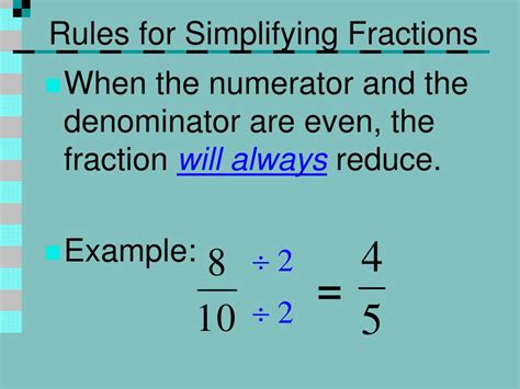Ppt Simplifying Fractions Powerpoint Presentation Free Download Id 1083365