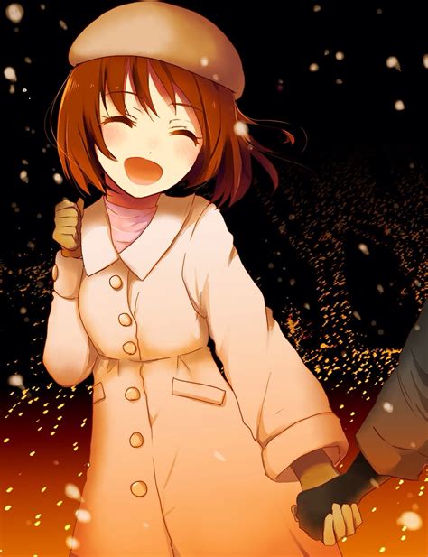 Safebooru 1girl Brown Hair Hagiwara Yukiho Hat Highres Holding Hands