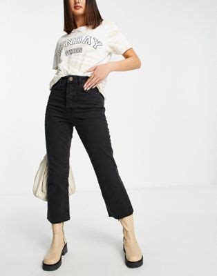 River Island High Waisted Kick Flared Jeans In Black ASOS