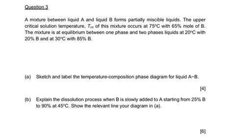 Solved A Mixture Between Liquid A And Liquid B Forms