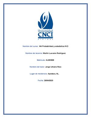Actividad 2 Probabilidad Y Estadistica INSTITUCION CNCI VIRTUAL