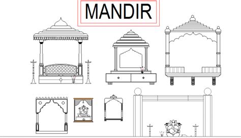 Household Small Wooden Temples Blocks Cad Drawing Details Dwg File