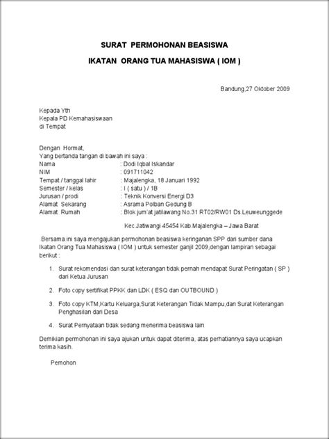 Contoh Surat Permohonan Orang Tua Untuk Beasiswa IMAGESEE