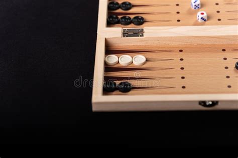 Traditional Backgammon Game Board With Backgammon Game Pieces Stock