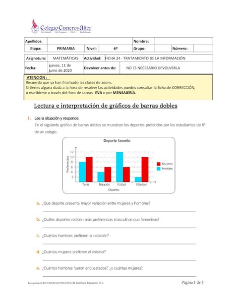 PDF Lectura e interpretación de gráficos de barras dobles Lectura