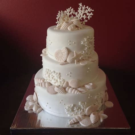 Beach Themed Seashells Wedding Cake Beach Wedding Cake Seashell