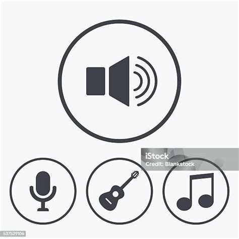 뮤지컬 요소 아이콘크기 스피커 마이크 조절음 가수에 대한 스톡 벡터 아트 및 기타 이미지 가수 기타 현악기 노래방기계