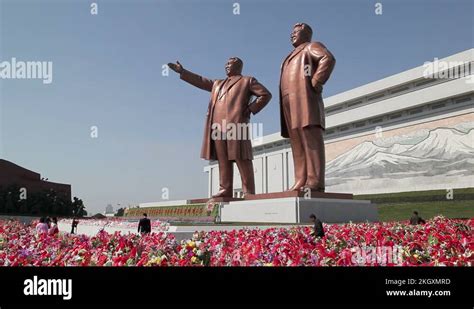 Statues Of Former Presidents Kim Il Sung And Kim Jong Il North Korea