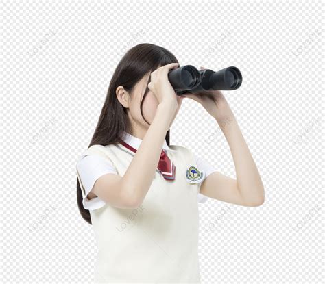 망원경을 들고 여자 학생 Png 일러스트 무료 다운로드 Lovepik
