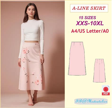 Midi A Line Skirt Sewing Pattern Easy Skirt Patternsummer Skirt