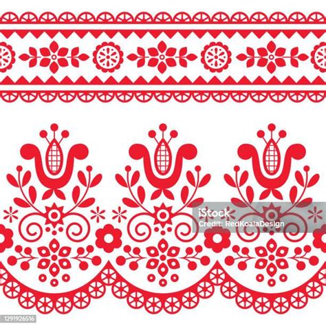 전통적인 하이랜더자수 라치 사데키에서 영감을 받은 꽃무늬 민속 예술 벡터 원활한 섬유 패턴 기념품에 대한 스톡 벡터 아트 및 기타 이미지 기념품 꽃 식물 디자인