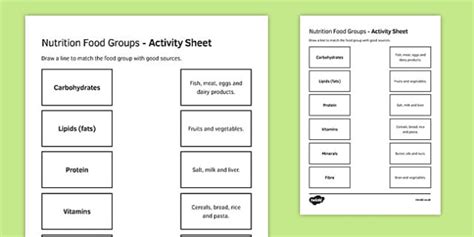 Food Groups And Sources Match And Draw Teacher Made