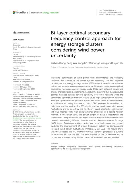 Pdf Bi Layer Optimal Secondary Frequency Control Approach For Energy