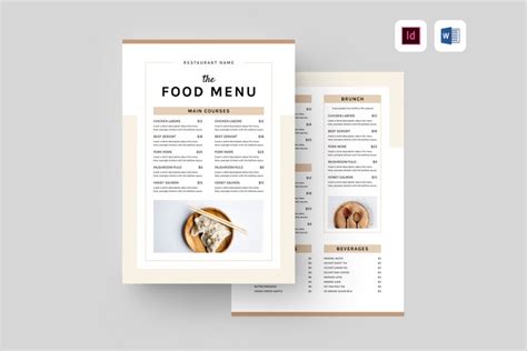 Food Menu Template Ms Word Template Restaurant Food Menu Etsy