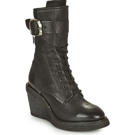 Airstep As98 Tall Γυναικεία Αρβυλάκια Πλατφόρμα Δερμάτινα Μαύρα