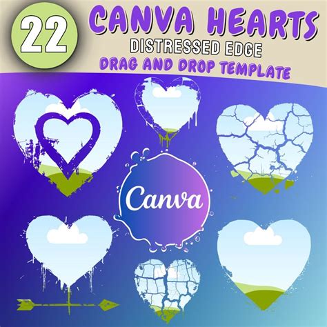 Canva Frames Heart Template Bundle Drag And Drop Canva Heart Frames