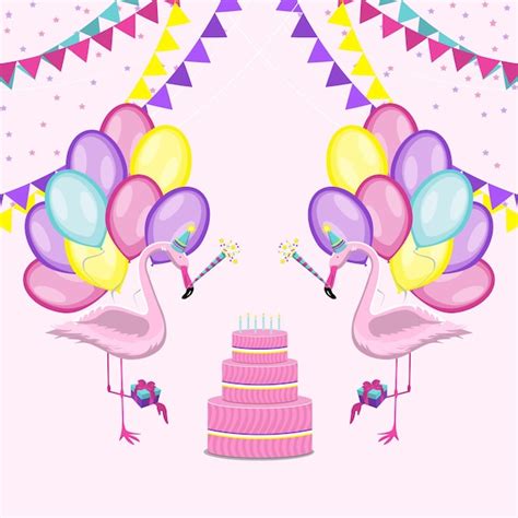 Flamingo Fête Joyeux Anniversaire Carte De Voeux Illustration