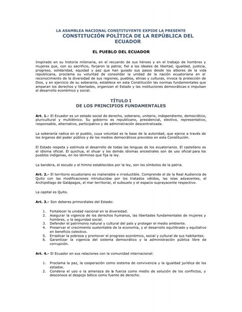 ConstituciÓn PolÍtica De La RepÚblica Del Ecuador