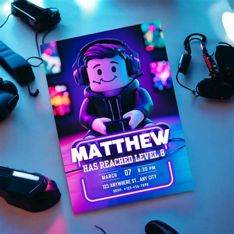 Roblox Invitation Roblox Invite Gaming Birthday Roblox Invitation