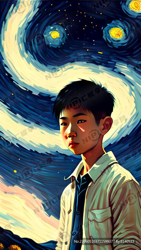 Ai创作图宏大场景、壮美星空下的少年 昵图网