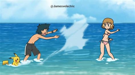 Ash And Serena At The Beach By Jamesvelectric On Deviantart