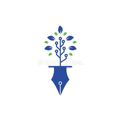 Tech Pen Logo Tech Pen With Tech Logo Design Stock Vector