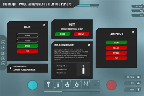 Flat Black Universal GUI 4k UI Kit Over 400 PNG Files