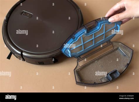 Garbage Robot Vacuum Cleaner Dust Collector Woman Cleans Trash Bin