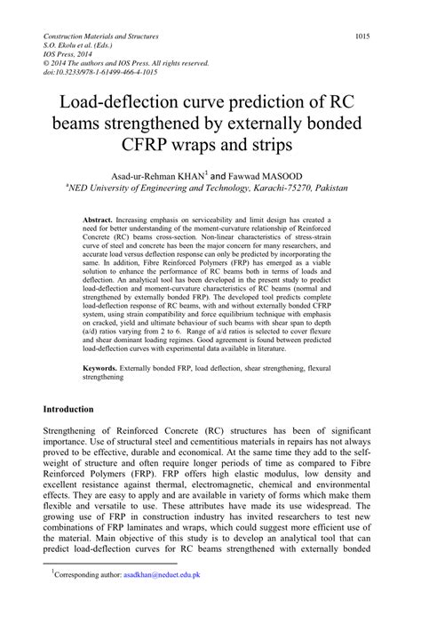 Pdf Load Deflection Curve Prediction Of Rc Beams Strengthened By Externally Bonded Cfrp