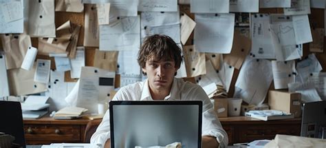 premium photo man sitting in front of laptop computer