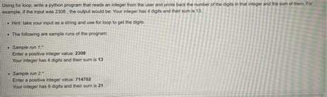 Solved Using For Loop Write A Python Program That Reads An Chegg