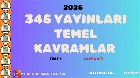 345 YAYINLARI TYT MATEMATİK TEMEL KAVRAMLAR TEST 1 YouTube