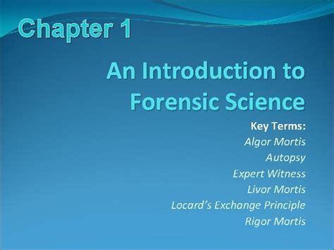 Chapter 1 An Introduction To Forensic Science Key