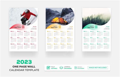 Calendario De Pared De Una Página 2023 O Plan Mensual Calendario De