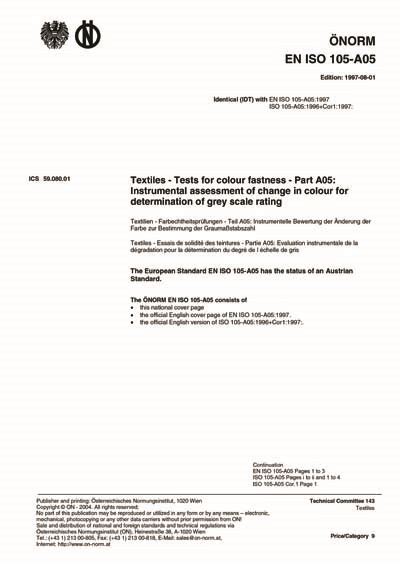 ONORM EN ISO A Textiles Tests For Colour Fastness Part A Instrumental