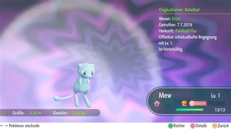 Pok Mon Lets Go Pikachu Evoli Mew In Shiny Iv Allemand Pokeball Plus Eur Picclick Fr