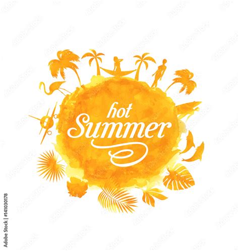 Tropical Summer Beach Party Poster Design Illustration Of Palm Trees