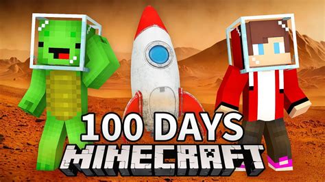 Jj And Mikey Survived 100 Days On A Mars In Minecraft Maizen Youtube