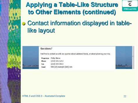 Ppt Html5 And Css3 Illustrated Unit G Organizing Content With Lists And Tables Powerpoint