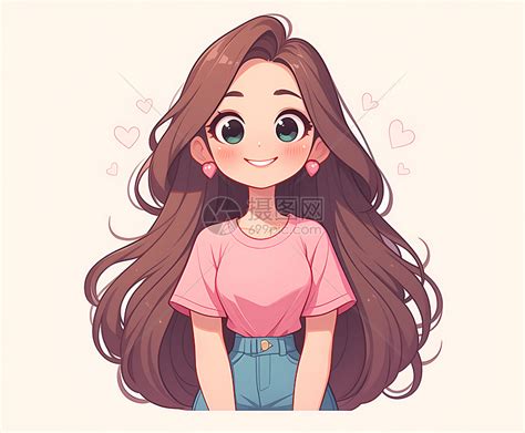 活泼可爱的长发女孩插画图片下载 正版图片601107882 摄图网