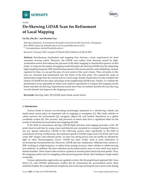 Pdf De Skewing Lidar Scan For Refinement Of Local Mapping