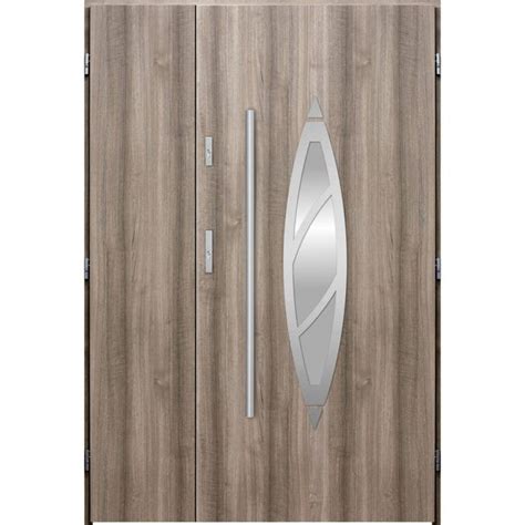 Porte Dentrée Double Beliar 130x200 Cm Chêne Blanchi Sans Poignée Et
