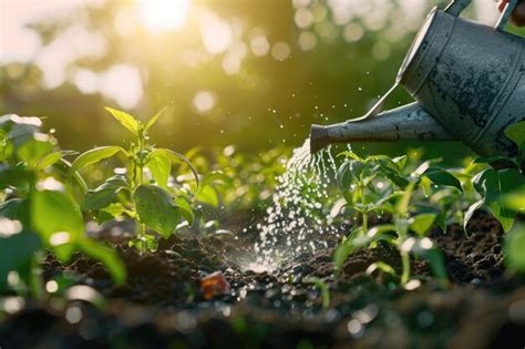 Caring For Plants Through Watering And Fertilizing Premium Ai