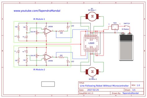Line Following Robot Without Microcontroller Resources EasyEDA