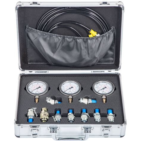 Hydraulic Pressure Test Kit 600bar Diagnostic 3 Gauge 9 Couplings For