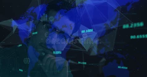 Image Of Digital Interface With Icons And Data Processing Stock