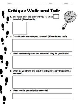 Art Room Critique Activity By Wandering Printmaker TpT