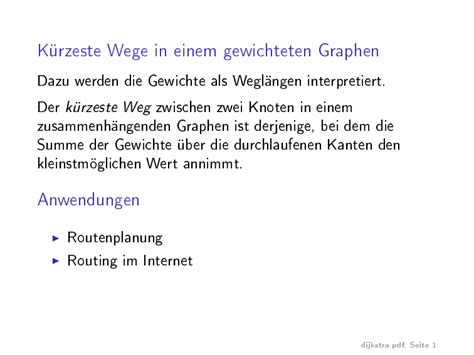 Kürzeste Wege In Einem Gewichteten Graphen Anwendungen